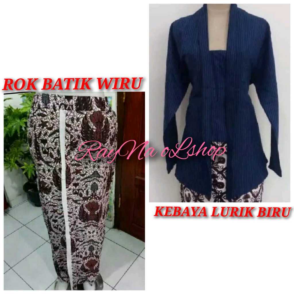 Jual PAKETAN PAKAIAN WANITA ADAT JAWA, KEBAYA LURIK BIRU + ROK BATIK WIRU INSTAN, PAKAIAN TENUN ...