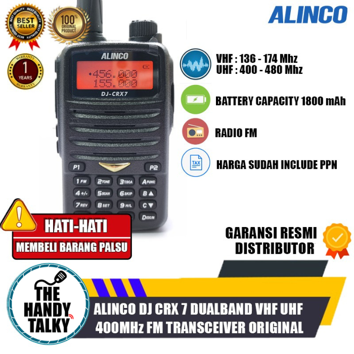 Jual ALINCO DJ CRX7 DJ-CRX7 CRX-7 DUALBAND FREKUENSI GARANSI RESMI 1 TAHUN ORIGINAL | Shopee ...