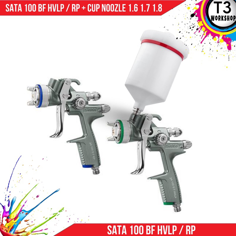 Jual spraygun sata 100 BF RP / HVLP Noozle 1.6 1.7 1.8 include cup Qcc ...