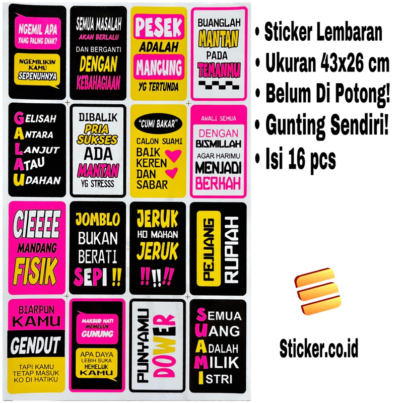 Jual Sticker Lembaran Kata-Kata Ukuran 43X26 CM | Shopee Indonesia