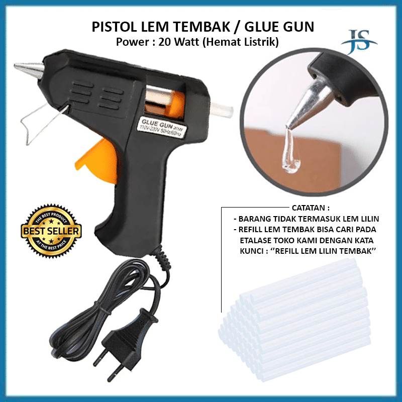 Jual JS PAKET 5PCS DAN 1PCS / 10PCS ALAT PISTOL LEM TEMBAK LISTRIK 20 ...