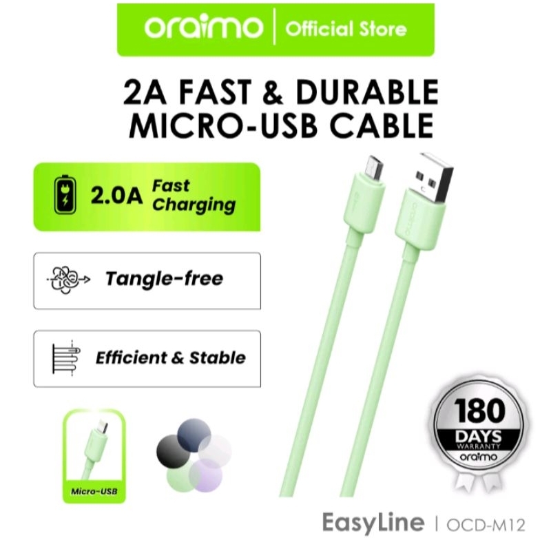 Jual ORAIMO OCD-M12 fast Charging 2A Fast | Type Micro USB | Shopee ...