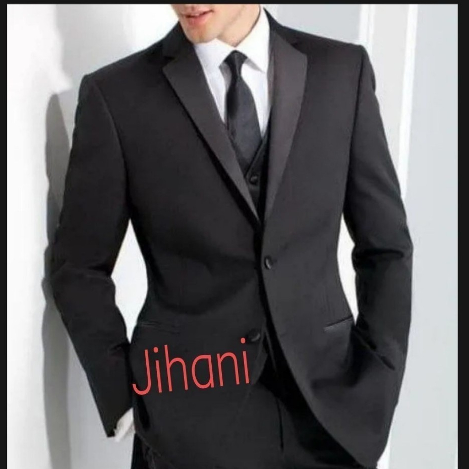 Jual Jihani Jas Hitam Pria Slim Fit Jas Formal Pria Wisuda Jas Hitam ...
