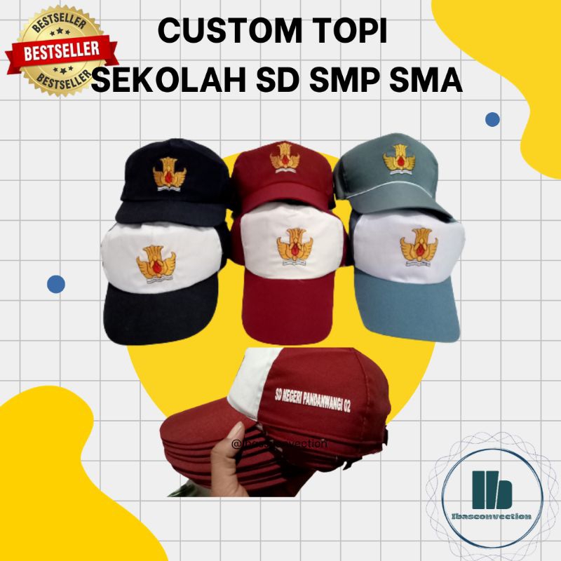 Jual topi Sekolah seragam SD SMP SMA identitas logo | Shopee Indonesia