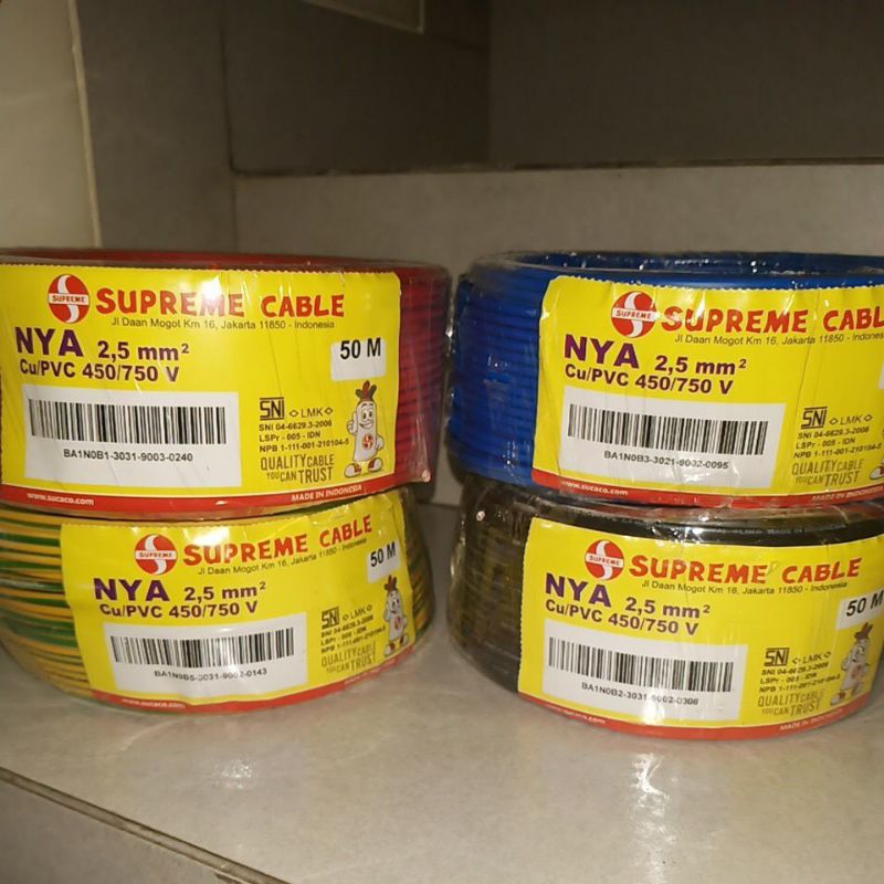Jual Tembaga Kawat Supreme Nya 1x2,5 mm 2.5mm 100 Meter dan 50 Meter Supreme | Shopee Indonesia