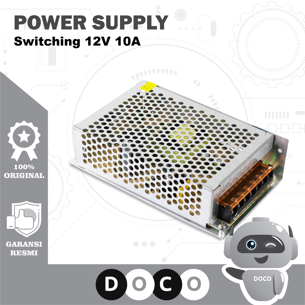 Jual Power Supply 10A 12V Adaptor Switching Suplai CCTV Lampu Trafo LED Strip 12 Volt 10 Ampere ...