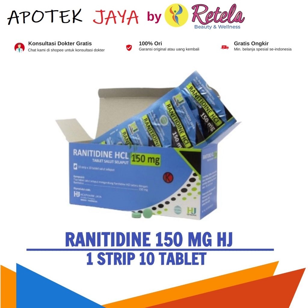 Jual RANITIDINE 150MG 1 BLISTER 10 TABLET (Gen-HJ) Obat Masuk Angin dan ...