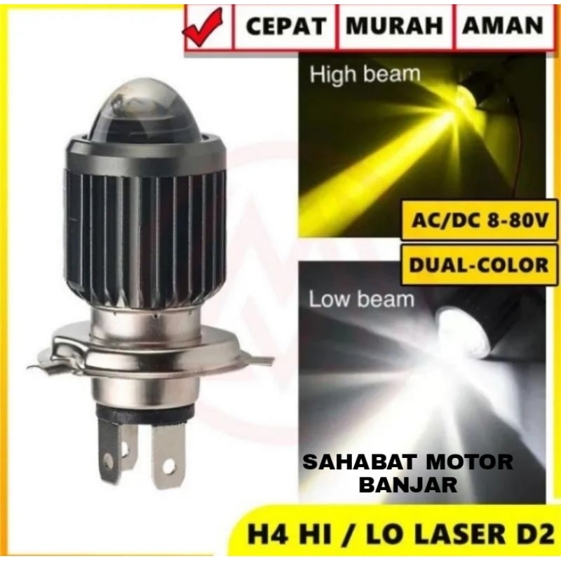 Jual PROMO LAMPU LED H4 LASER HI LO DUAL BEAM 2 WARNA PUTIH KUNING AC ...