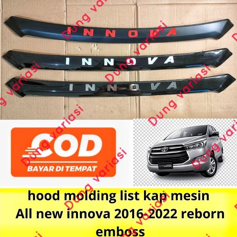 Jual hood molding list kap mesin mobil all new innova reborn emboss ...