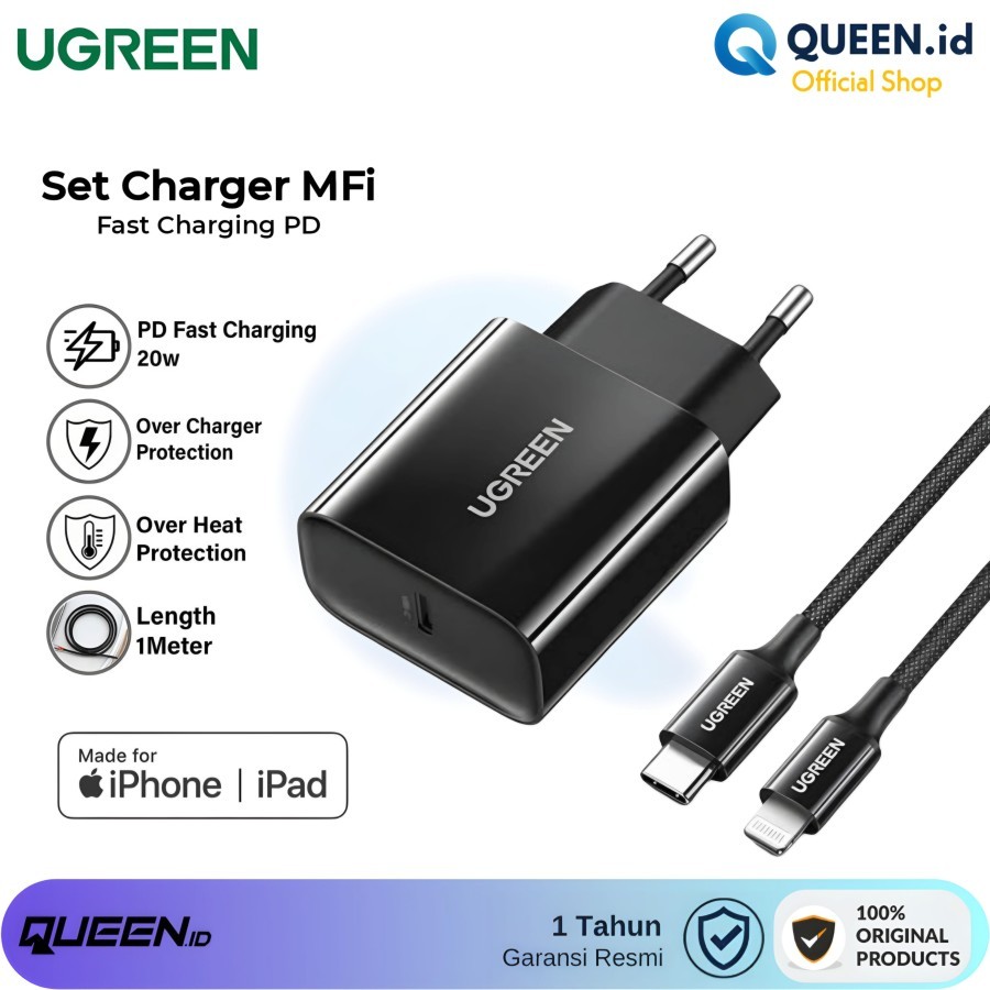 Jual UGREEN MFi Charger 20W PD TYPE C Lightning iPhone 8Pin Fast Charging 50799 Super Si ...