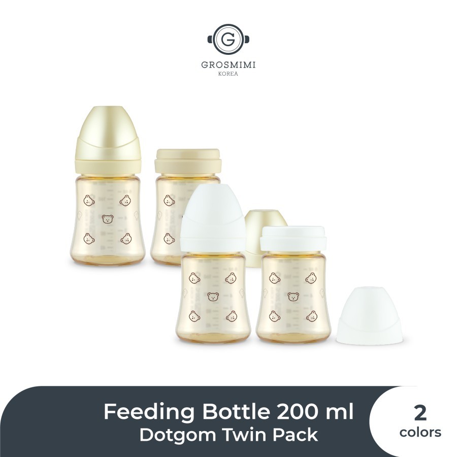 Jual GROSMIMI PPSU DOTGOM Feeding Bottle Twin Pack (200ml) - WHITE | Shopee Indonesia