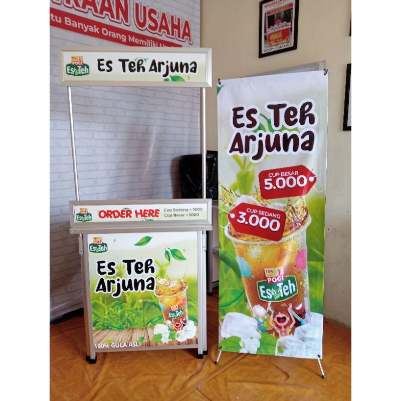 Jual BOOTH PORTABLE ES TEH VIRAL BONUS STANDING BANNER DESAIN BISA DI ...