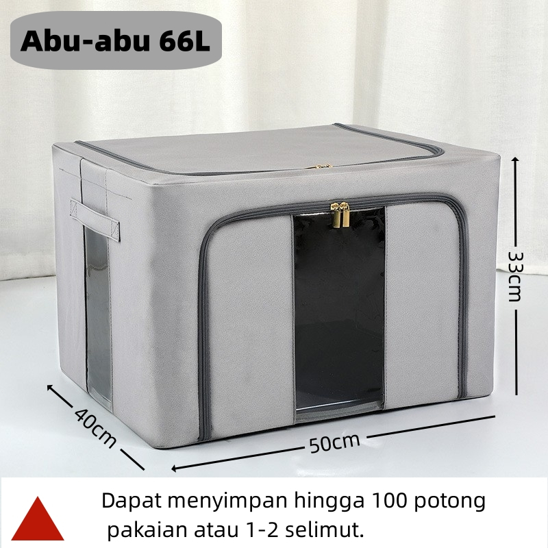 Jual 66/100L storage box Lipat kotak penyimpanan frame baja Double Zipper Large Box pakaian ...