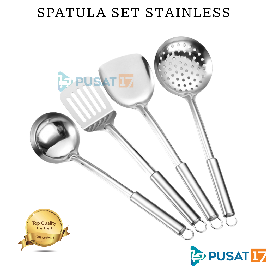 Jual PUSAT17 SPATULA SET 4PCS STAINLESS STEEL TEBAL / SODET SUTIL ...