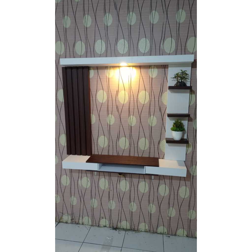 Jual Rak TV Minimalis Lampu LED / Backdrop TV Digital Terbaru | Shopee ...