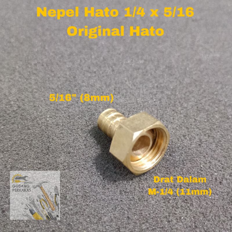 Jual Nepel Hato ORIGINAL - Nepel Kopling Kuningan1/4x5/16 Nepel 8MM ...