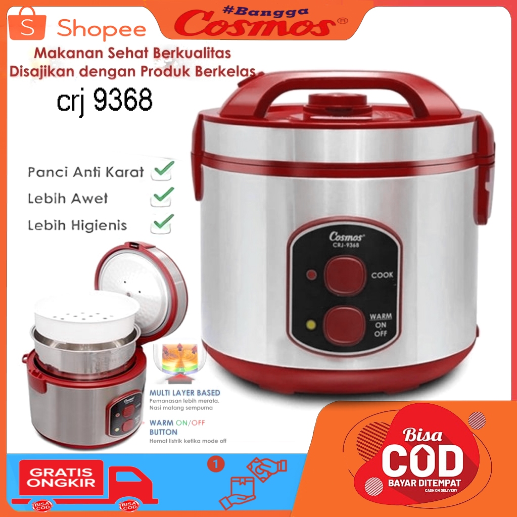 Jual COSMOS CRJ-9368 Magic Com Rice Cooker 2 Liter (Stainless Steel ...