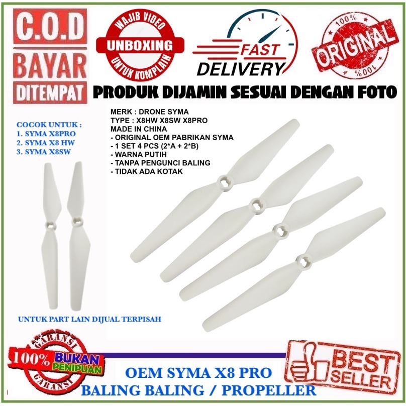 Jual SYMA X8HW X8SW X8PRO X8 PRO OEM 1 SET BALING PROPELLER DRONE ISI 4 ...