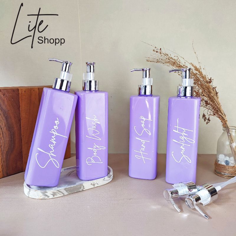 Jual Botol Sabun Cair KOTAK 500ML UNGU TUTUP SILVER STIKER PUTIH ...