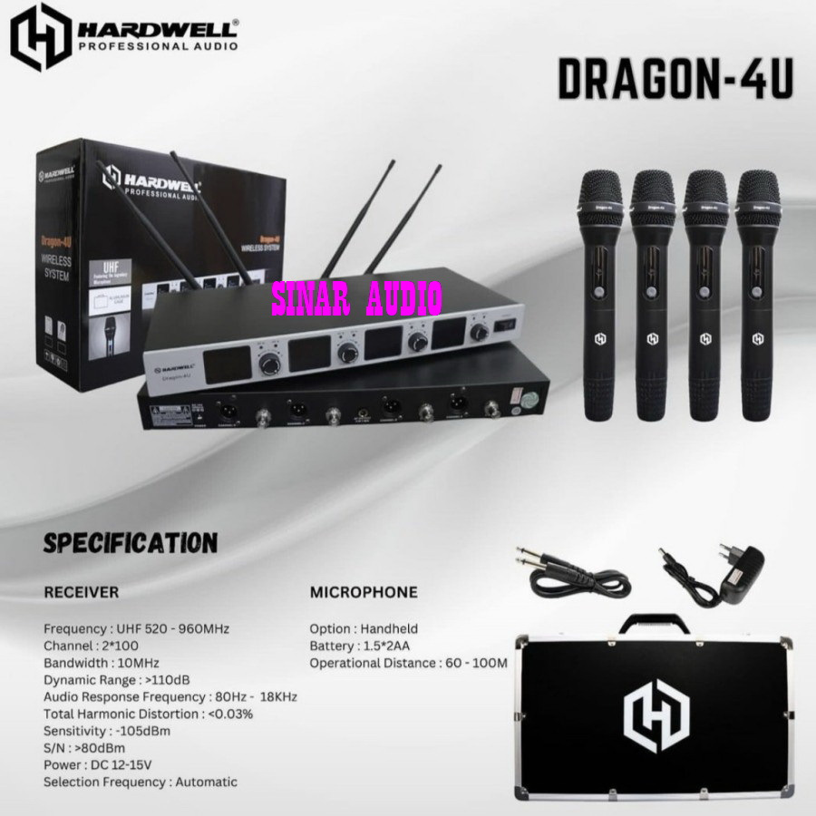 Jual MIC WIRELESS HARDWELL DRAGON 4U 4 MIC HANDHELD DRAGON 4 U ORIGINAL ...