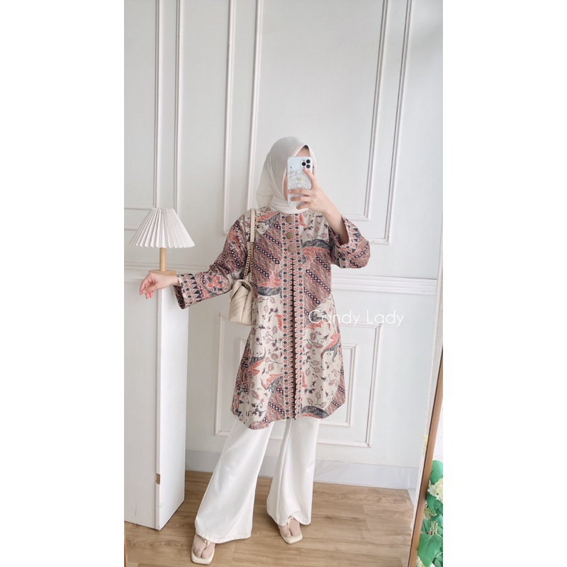 Jual CANDY LADY Tunik Batik / Batik kerja / batik motif modern / Batik ...