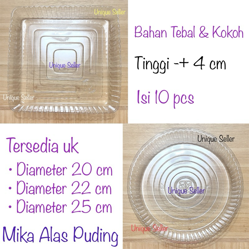 Jual [Isi10] Mika Alas Puding KOTAK BULAT 20x20 22x22 25x25 cm / Mika ...