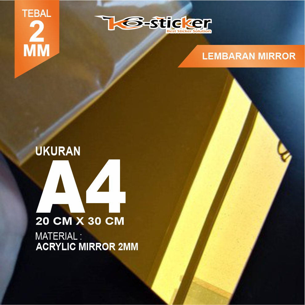 Jual Akrilik Acrylic Gold Kaca Mirror Lembaran Tebal 2MM Ukuran A4 ...