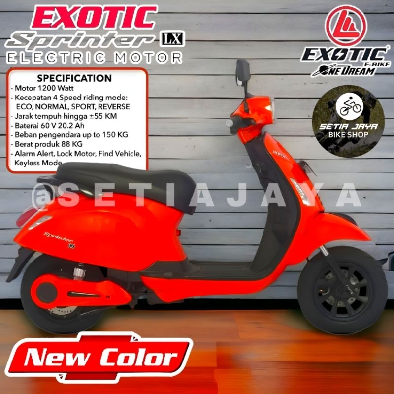Jual Motor Listrik E-Motor EXOTIC SPRINTER LX 60V 20.2Ah 1200 Watt ...