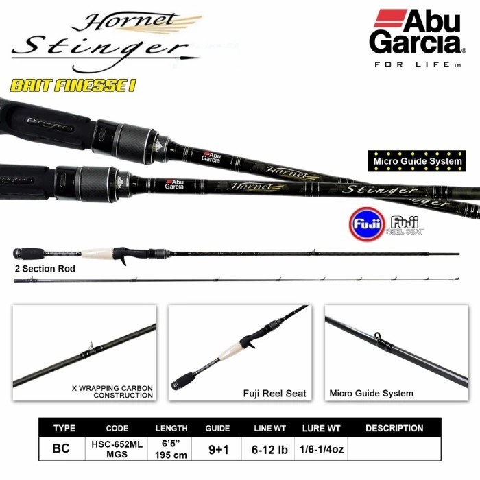 Jual PUSATPANCING5 - Joran pancing Abu Garcia Hornet Stinger HSC652ML Carbon full Fuji MGS Cocok ...
