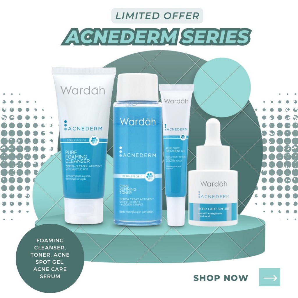 Jual PAKET WARDAH ACNEDERM SERIES ( Foaming Cleanser, Toner, Acne Spot ...