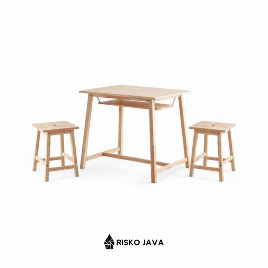 Jual Set Meja Makan Kayu Jati / Bangku Makan Minimalis / Set 2 Bangku ...