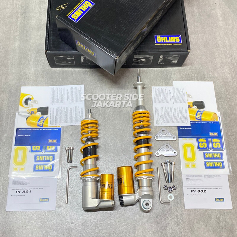 Jual Shock Tabung Ohlins Front PI 801 & Rear PI 802 Vespa Sprint I-Get ...