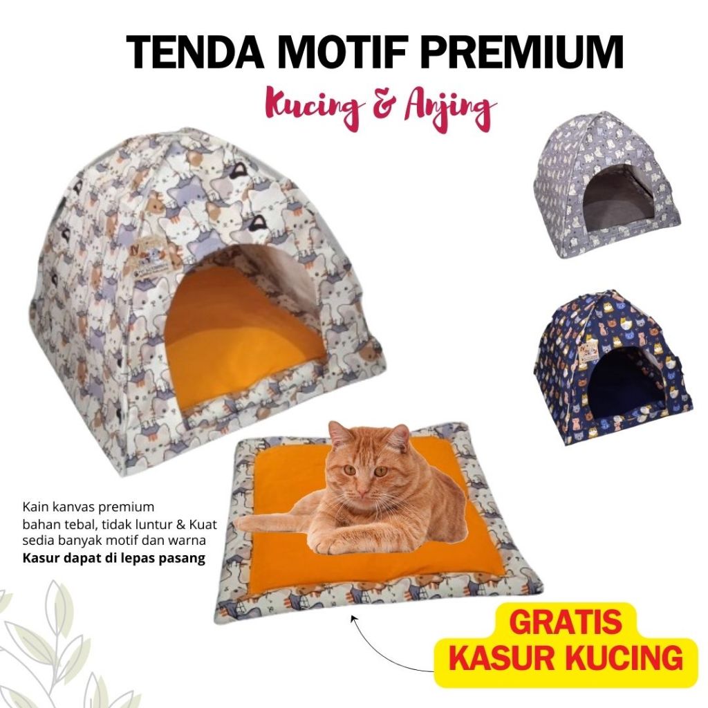 Jual Tenda Motif Kucing Anjing Kanvas Premium 46x46x36cm - Kasur Kucing ...