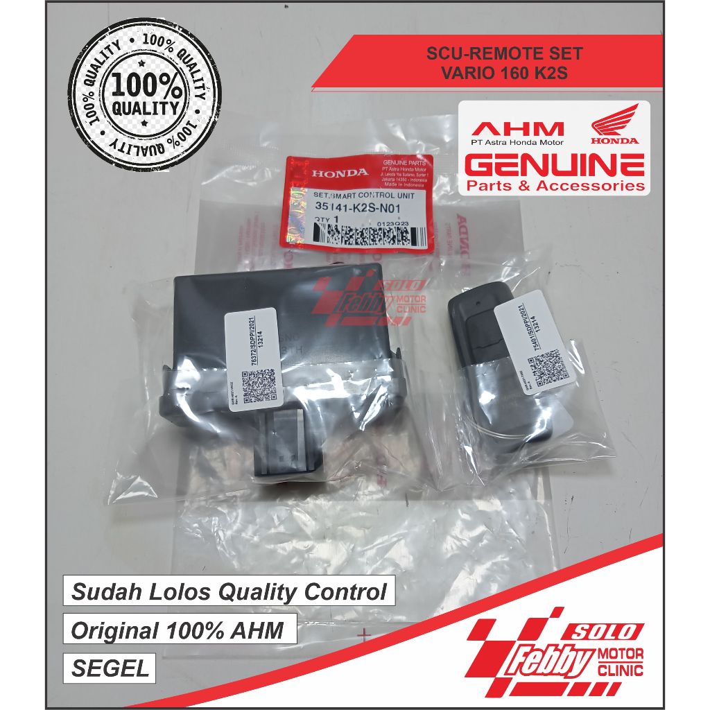 Jual SCU-REMOTE SET HONDA VARIO 160 K2S ORIGINAL AHM 35141-K2S-N01 ...