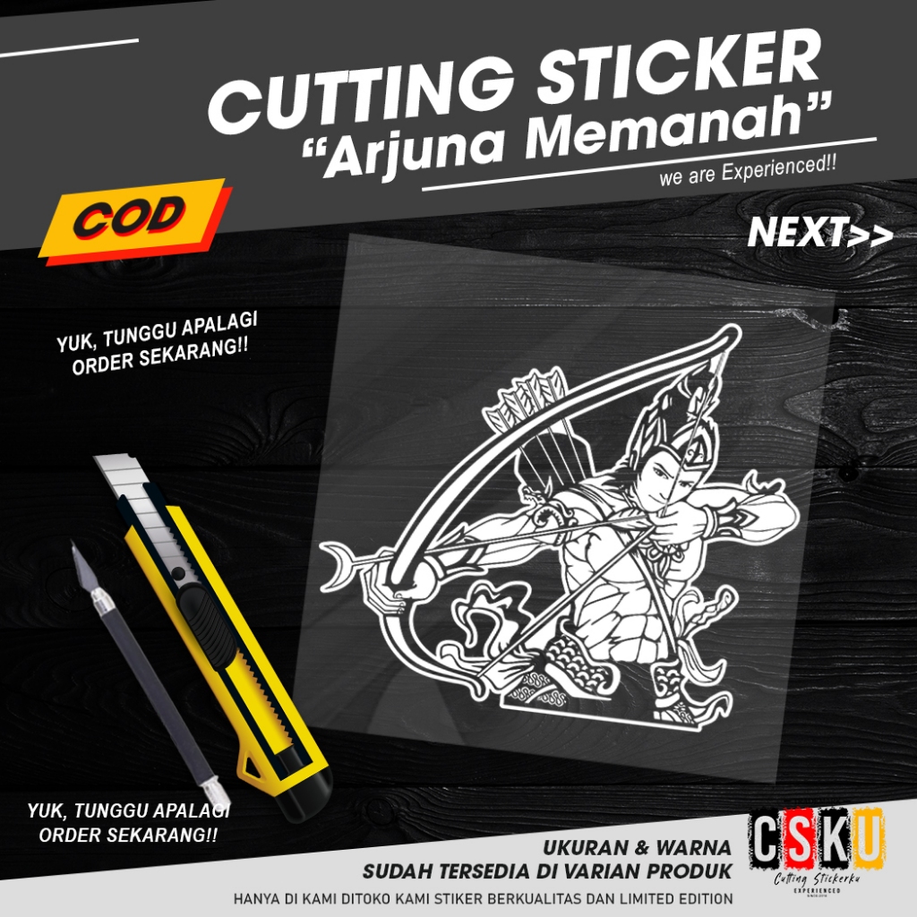 Jual Cutting Sticker Wayang Arjuna Memanah Variasi Motor Mobil ...