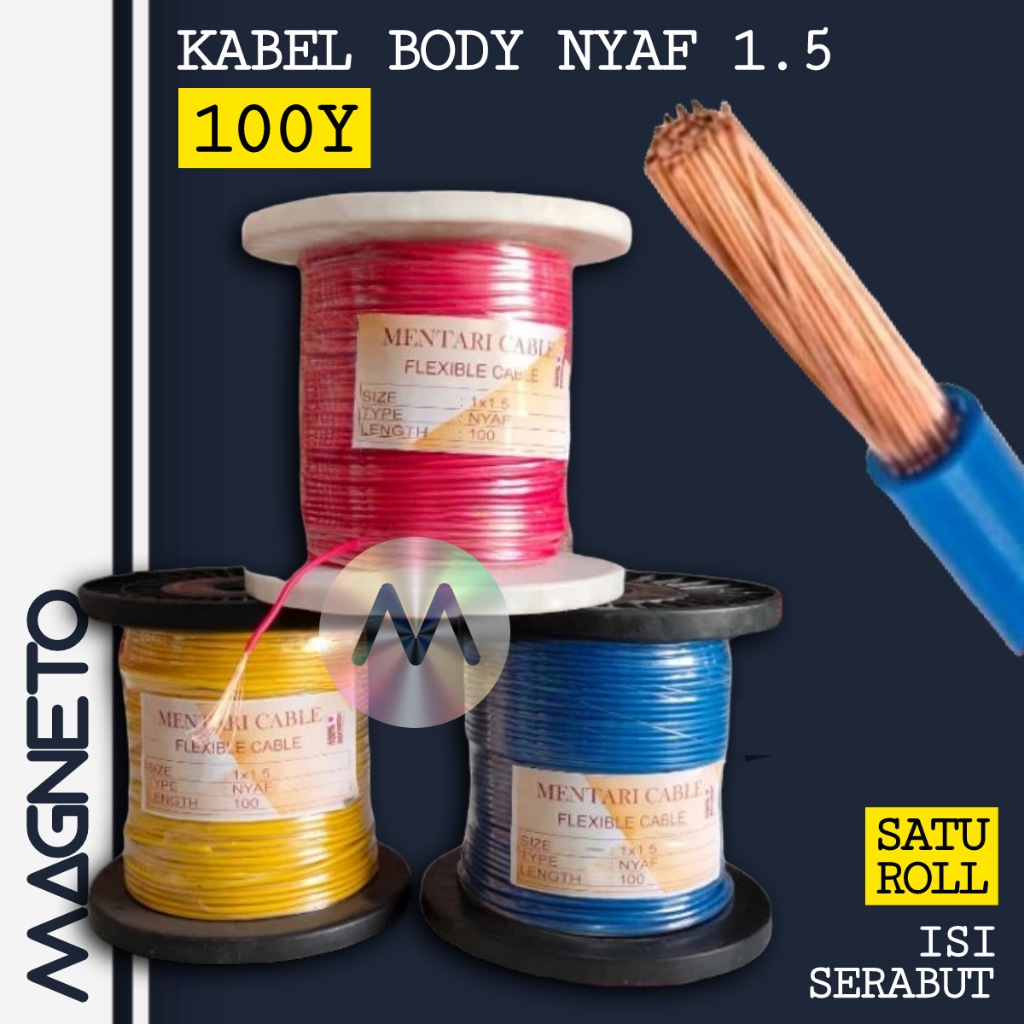 Jual Kabel Body Serabut NYAF 1 x 1.5 Listrik Harga Per Roll 100Y Cable AWG Motor Mobil Listrik ...