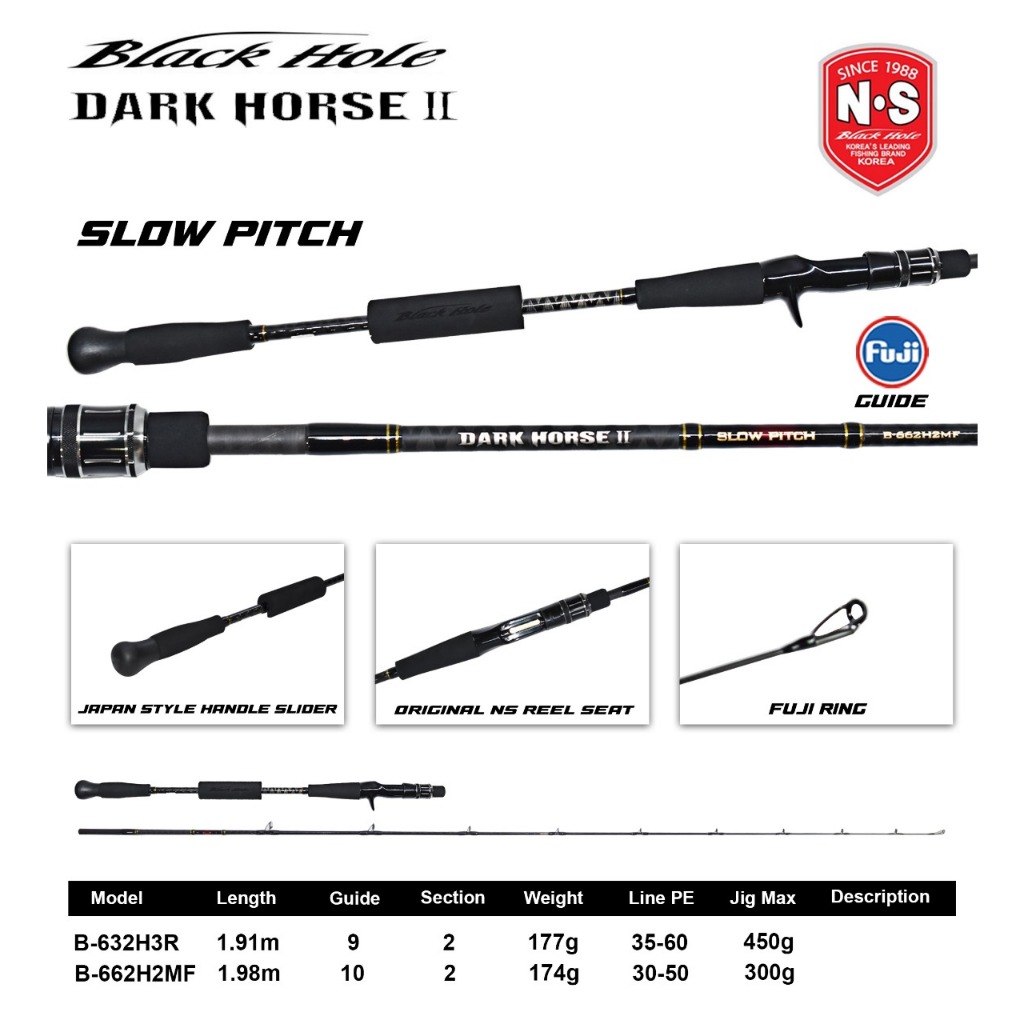 Jual NS BLACK HOLE Joran Spinning DARK HORSE II SLOW PITCH carbon CTX Full Fuji Cocok Untuk ...