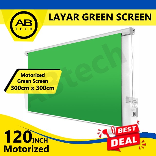 Jual Layar Green Screen Studio Motorized 120 inch Ukuran 300 x 300 cm ...