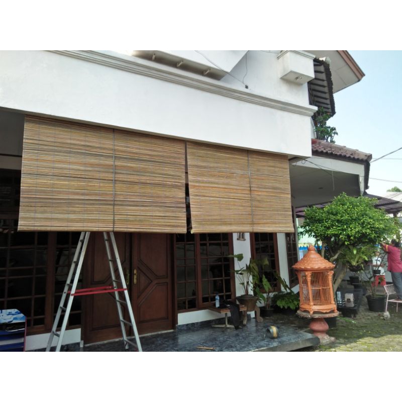 Jual krey tirai+tali+kerekan, penghalang panas dan hujan | Shopee Indonesia