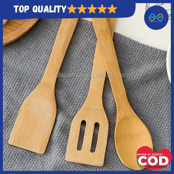 Jual Sutil Sodet Spatula Kayu Bambu Sutil Masak Anti Lengket Kokoh ...