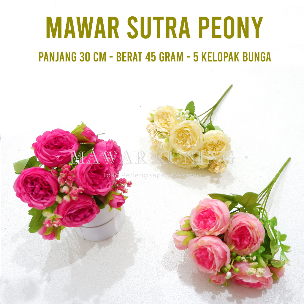 Jual [ 5 Tangkai ] Artifisial Bunga Mawar Austin Peony / Artifisial ...