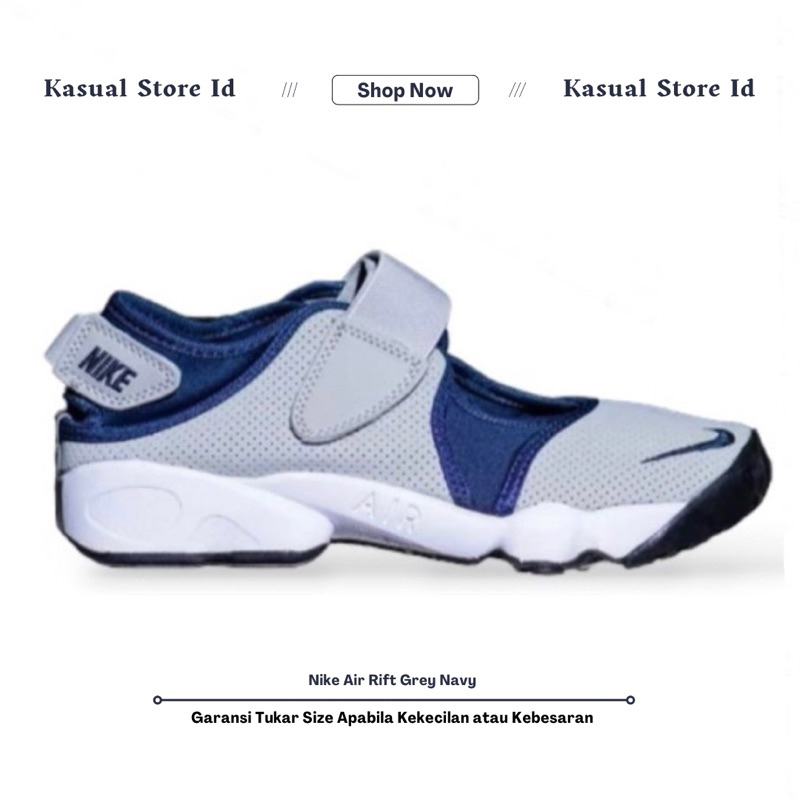 Jual Sepatu Sandal Wanita Nike Air Rift Grey Navy | Shopee Indonesia
