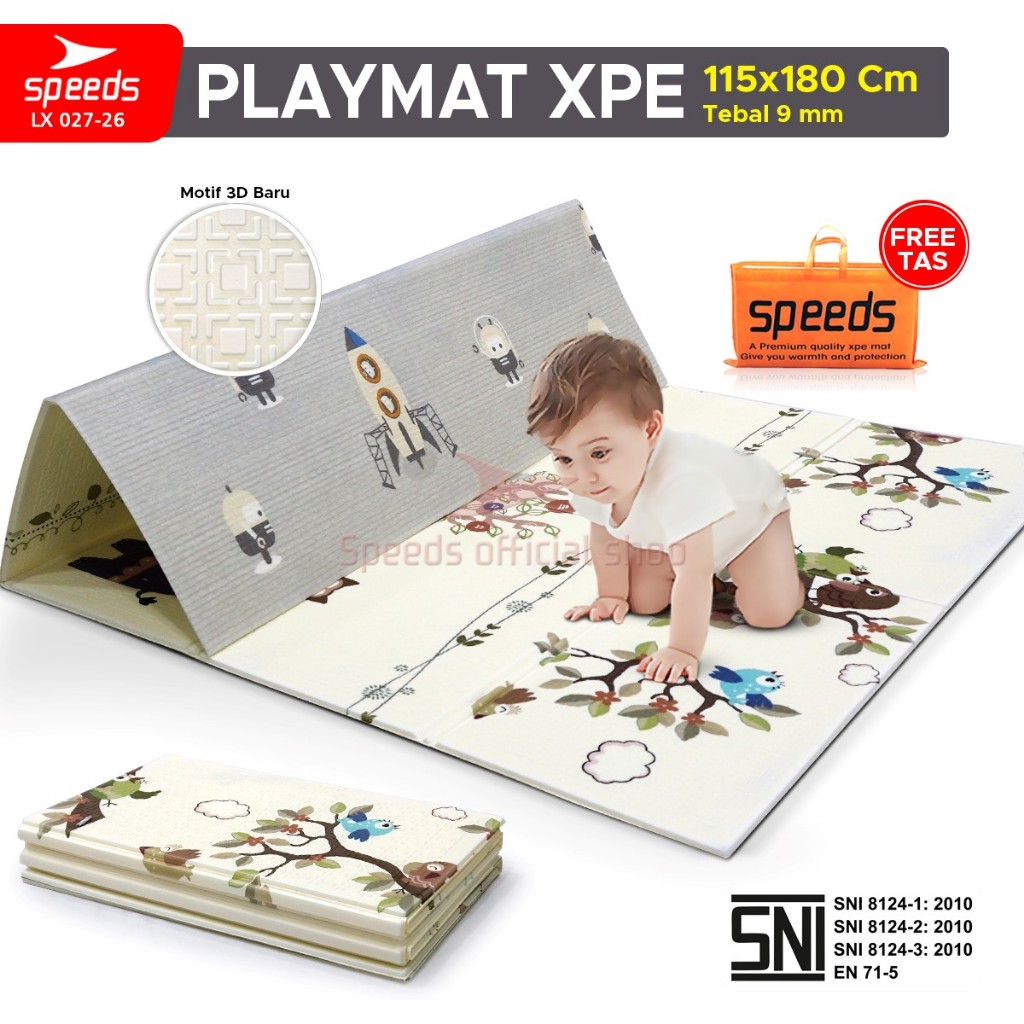 Jual SPEEDS SNI Playmat Bayi Karpet Lipat Playmat Bayi Matras 115x180cm 9mm Pelindung Bermain ...