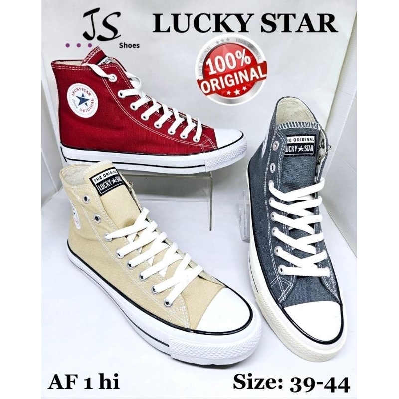 Jual LUCKY STAR AF1 HI - SEPATU SNEAKERS CANVAS MODEL TINGGI MERK LUCKY ...