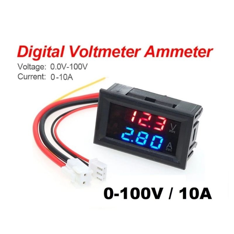 Jual Digital Voltmeter ampere meter DC 0-100V 10A Dual display amperemeter ammeter modul led ...