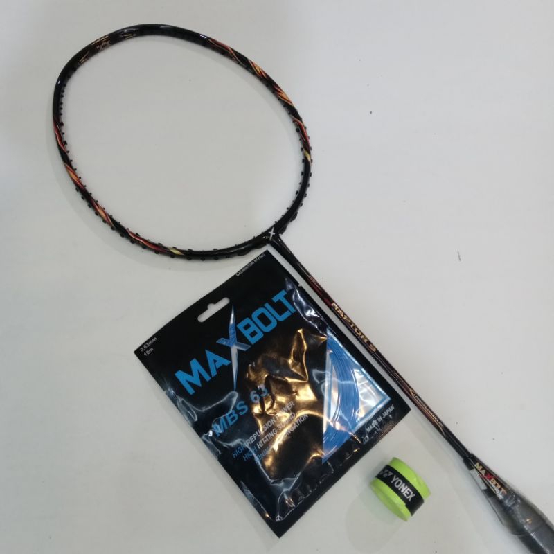 Jual Raket Badminton Max Bolt Tunderbolt Original 35 Lbs Siap Pakai ...