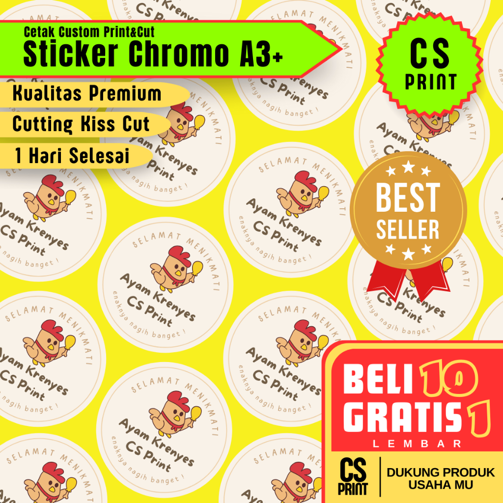 Jual Cetak Stiker Chromo Cut A3+ Murah / Cetak Stiker Label Kemasan ...