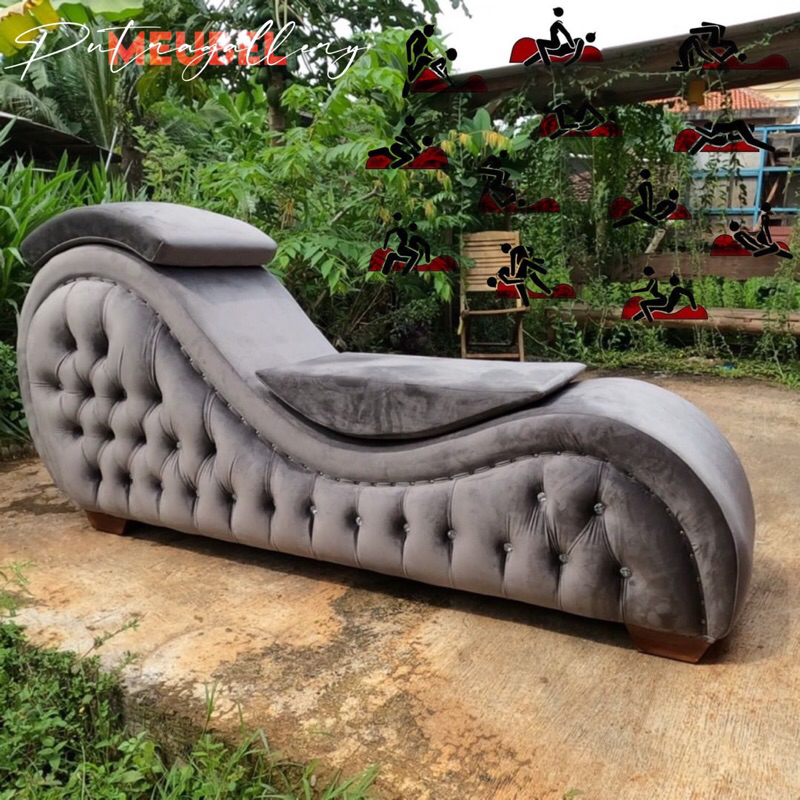 Jual Kursi Sofa Tantra Kamasutra Pasutri Plus Bantal - Abu Abu Bludru | Shopee Indonesia