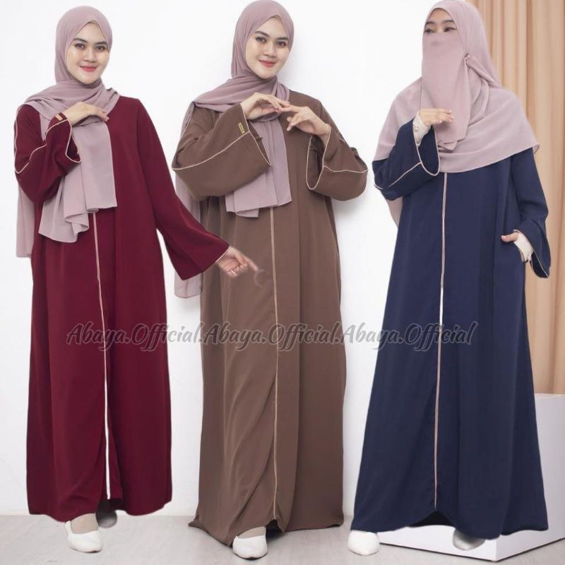 Jual Abaya Basic Polos Hitam List Gamis Warna Jetblack Saudi arab ...