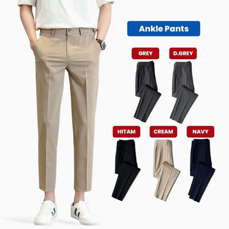 Jual R&A Ankle Pants Pria Wanita / Angkle Pants Celana Formal Kerja Kantor Bahan Semi Wool ...